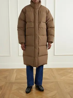 JIL SANDER Logo-appliquéd Quilted Shell Down Coat - Brown