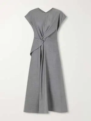Victoria Beckham Aria Gathered Wool Midi Dress
