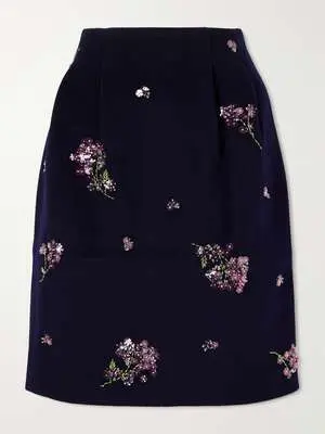SHUSHU/TONG Sequin-embellished Wool Midi Skirt