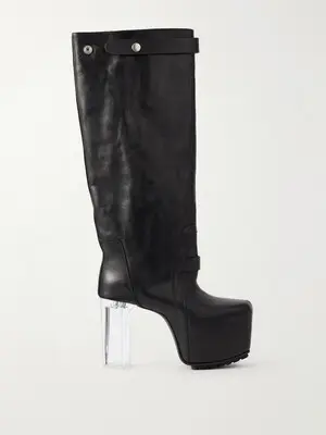 Rick Owens Naska Kiss 120 Leather Knee Boots - Black