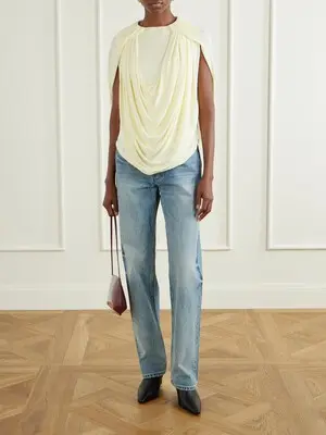 Brandon Maxwell The Astor Draped Jersey Blouse - Yellow