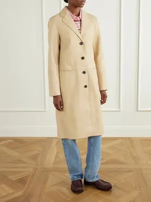 Staud Wyatt Leather Coat - Neutrals