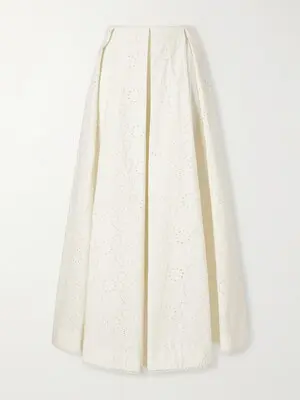 AGUA BENDITA AGUA BY AGUA BENDITA Delta Playa Broderie Anglaise Cotton Midi Skirt
