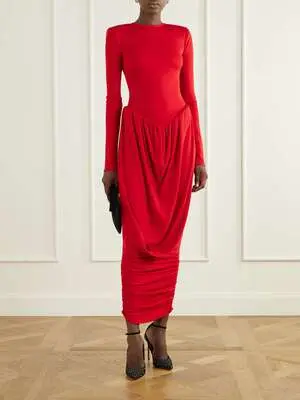 ILKYAZ OZEL Camino Gathered Crepe Gown