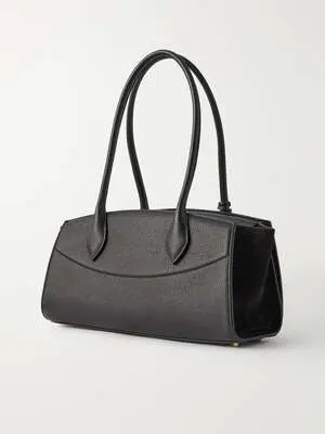 FERRAGAMO Studio East West Suede-trimmed Textured-leather Shoulder Bag