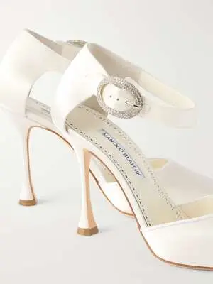 Manolo Blahnik Zutonplan 105 Crystal-embellished Satin Pumps