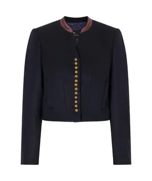 Etro Satin-trimmed Wool-blend Jacket - Navy