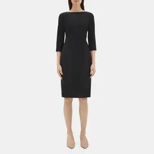 Theory Long-sleeve Sheath Dress In Sevona Stretch Wool