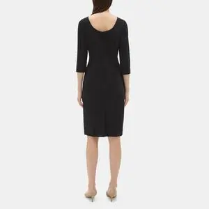Theory Long-sleeve Sheath Dress In Sevona Stretch Wool