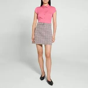 Theory Tweed Belted Mini Skirt In Cotton-blend