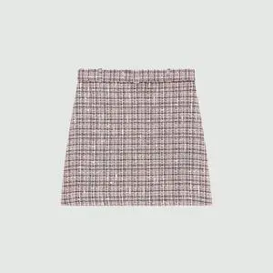 Theory Tweed Belted Mini Skirt In Cotton-blend