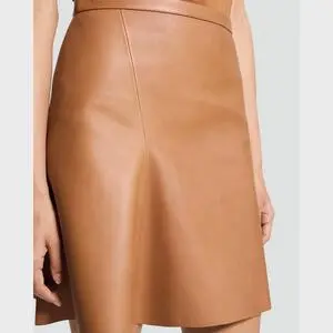 Theory Asymmetrical Mini Skirt In Sleek Leather