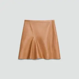Theory Asymmetrical Mini Skirt In Sleek Leather