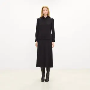 Theory Fluid Pull-on Skirt In Silk Georgette - Black