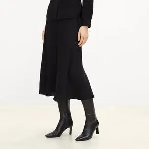 Theory Fluid Pull-on Skirt In Silk Georgette - Black