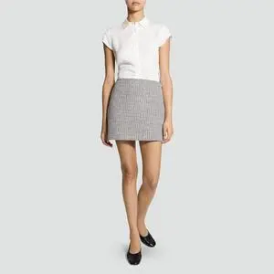 Theory High-waisted Mini Skirt In Striped Tweed