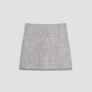 Theory High-waisted Mini Skirt In Striped Tweed