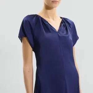 Theory Ruched Midi Dress In Crushed Satin