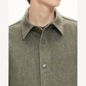 Theory Snap Overshirt In Tinted Denim - Army