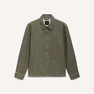 Theory Snap Overshirt In Tinted Denim - Army