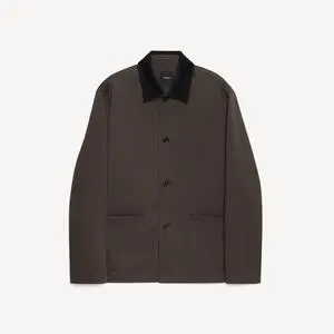 Theory Four-button Jacket In Moonsoft Cotton - Classic Brown