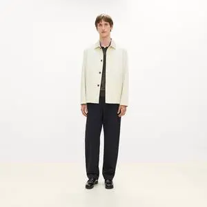 Theory Four-button Jacket In Moonsoft Cotton Oat Milk