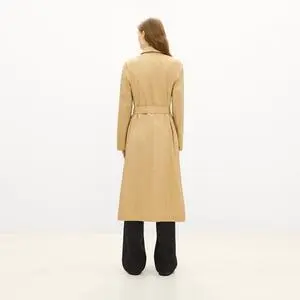 Theory Long Single-breasted Coat In Trench Cotton - Beige