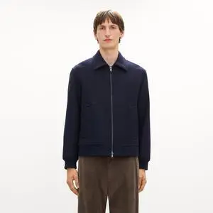 Theory Bomber Jacket In Plush Melton - Baltic