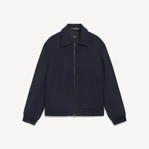 Theory Bomber Jacket In Plush Melton - Baltic