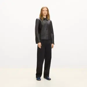 Theory Boxy Cuff Jacket In Leather