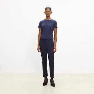 Theory Cropped Wool Flannel Pants - Navy