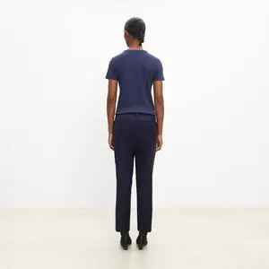 Theory Cropped Wool Flannel Pants - Navy