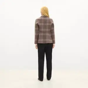 Theory Peplum Double-breasted Blazer In Plaid Wool-cashmere