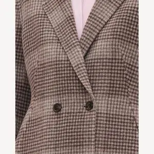 Theory Peplum Double-breasted Blazer In Plaid Wool-cashmere