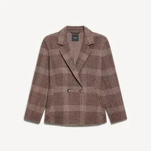 Theory Peplum Double-breasted Blazer In Plaid Wool-cashmere