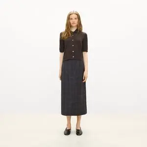 Theory Vented Maxi Skirt In Plaid Sleek Flannel - Charcoal Multi