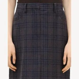 Theory Vented Maxi Skirt In Plaid Sleek Flannel