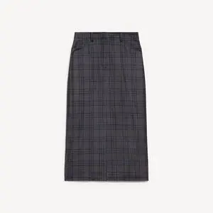 Theory Vented Maxi Skirt In Plaid Sleek Flannel