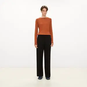 Theory Relaxed Straight Pant In Double-knit Jersey Black