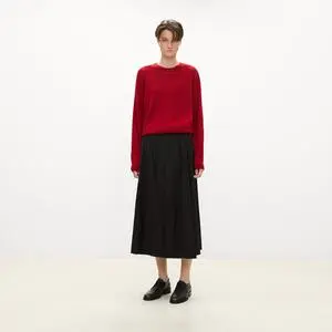 Theory Pleated Wrap Skirt In Drape Flannel - Black