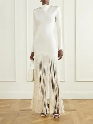 ILKYAZ OZEL Vesper Fringed Satin Gown