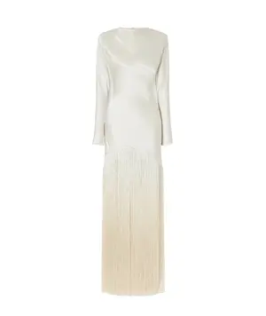 ILKYAZ OZEL Vesper Fringed Satin Gown - Off-white