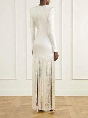 ILKYAZ OZEL Vesper Fringed Satin Gown