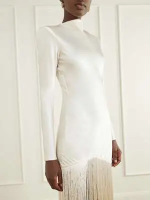ILKYAZ OZEL Vesper Fringed Satin Gown