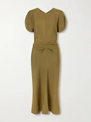 Victoria Beckham Bela Gathered Midi Dress - Green