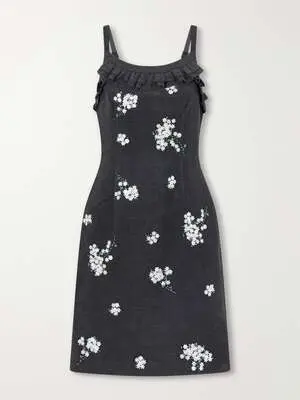 SHUSHU/TONG Sequin-embellished Ruffled Wool-blend Midi Dress