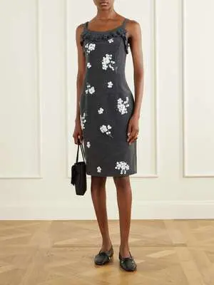 SHUSHU/TONG Sequin-embellished Ruffled Wool-blend Midi Dress