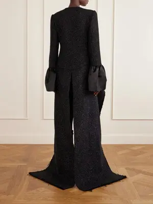 Alexander McQueen Asymmetric Satin-trimmed Metallic Long Coat