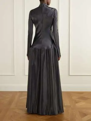 FFORME Mila Textured-satin Turtleneck Maxi Dress