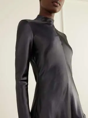 FFORME Mila Textured-satin Turtleneck Maxi Dress